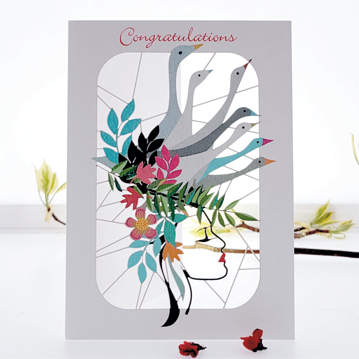 ''Congratulations'' - Lady Wearing Goose Hat - Anniversary Card, #PM-2 ...